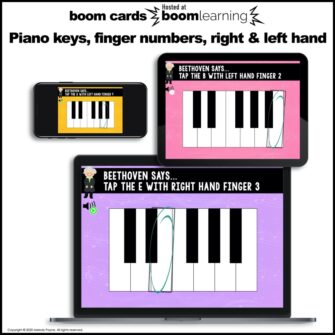 BOOM Cards: Beethoven Says! Piano Keys, Finger Numbers, Right & Left ...