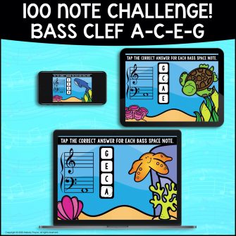Bass Clef Space Notes BOOM™ Cards 100 Note Challenge - Piano Lessons ...