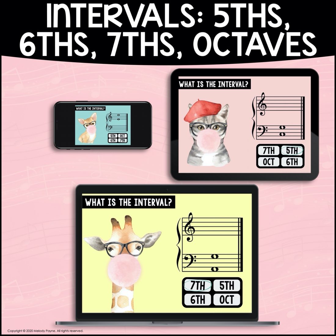 Music Intervals BOOM™ Cards for Piano - 5ths to Octaves - Treble & Bass ...