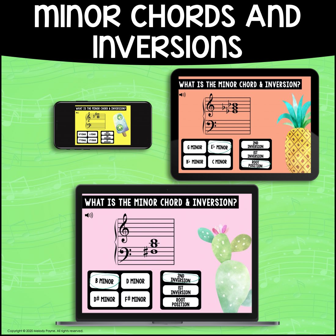 Music BOOM™ Cards - Minor Chords - Root, 1st, 2nd Inversions on the ...
