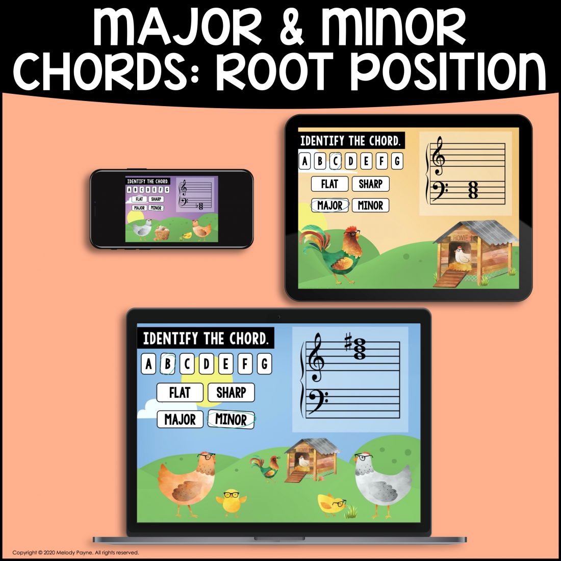 Music BOOM™ Cards for Piano - Grand Staff Major and Minor Root Position ...