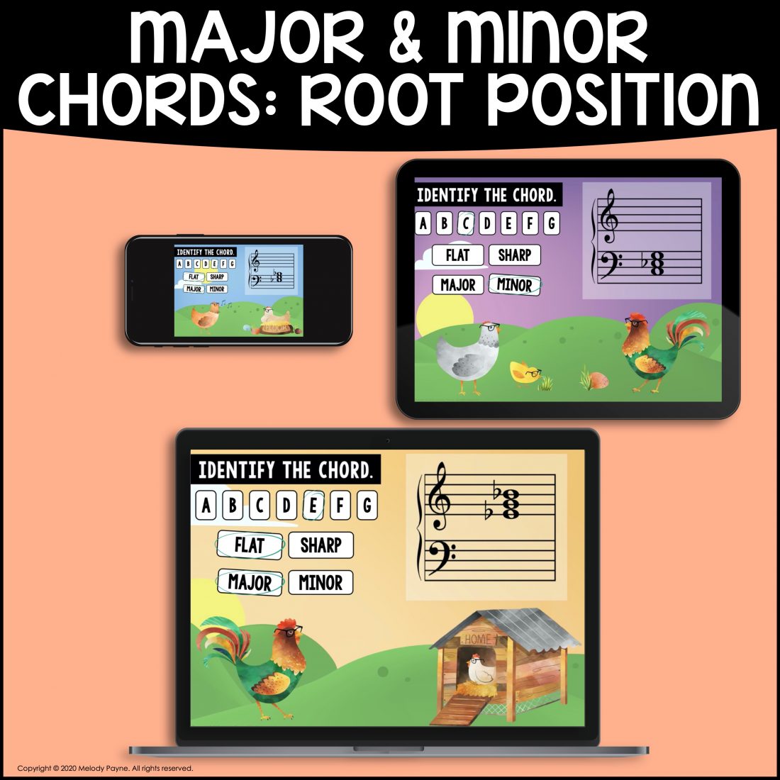 Music BOOM™ Cards for Piano - Grand Staff Major and Minor Root Position ...