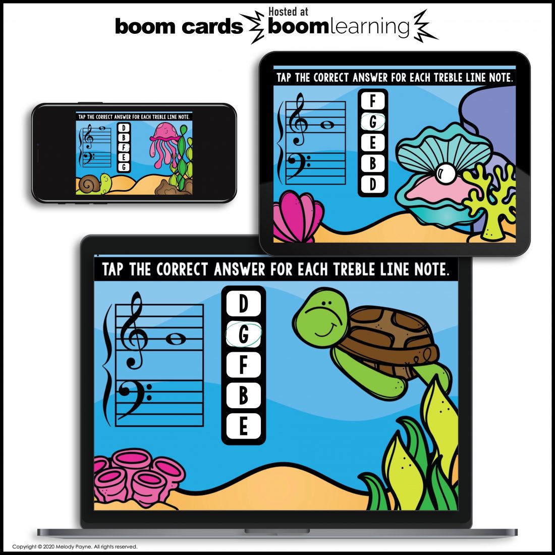 Treble Clef Line Notes BOOM™ Cards 100 Note Challenge - Piano Lessons ...