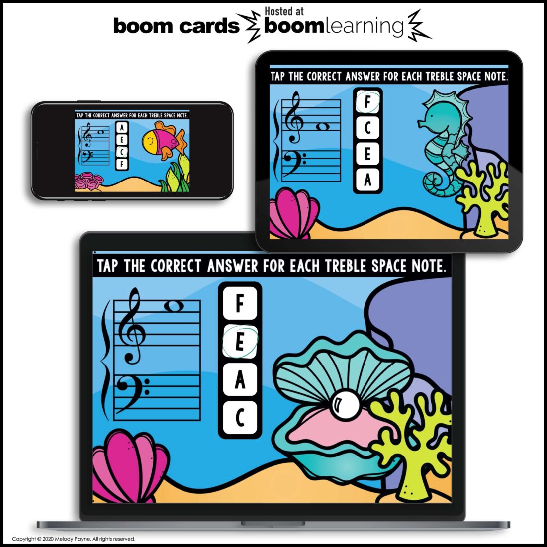 Treble Clef Space Notes BOOM™ Cards 100 Note Challenge - Piano Lessons ...