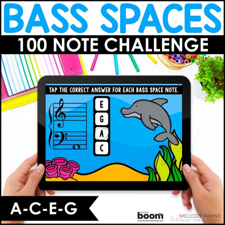 Bass Clef Space Notes BOOM™ Cards 100 Note Challenge - Piano Lessons ...