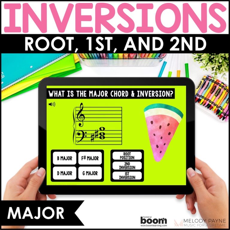 Major Chords and Inversions Flash Cards for Piano & Music Class - Root ...