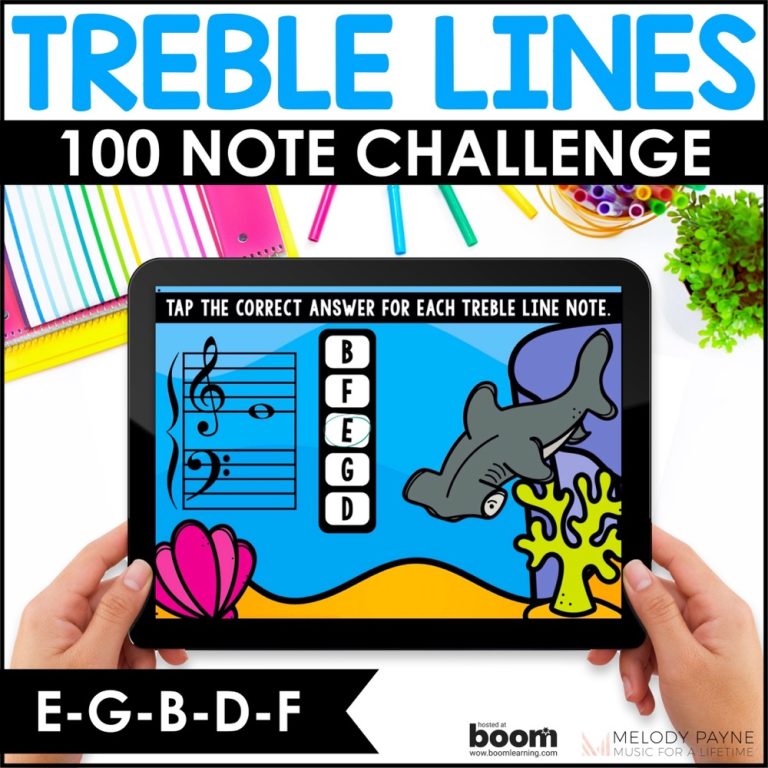Treble Clef Line Notes BOOM™ Cards 100 Note Challenge - Piano Lessons ...