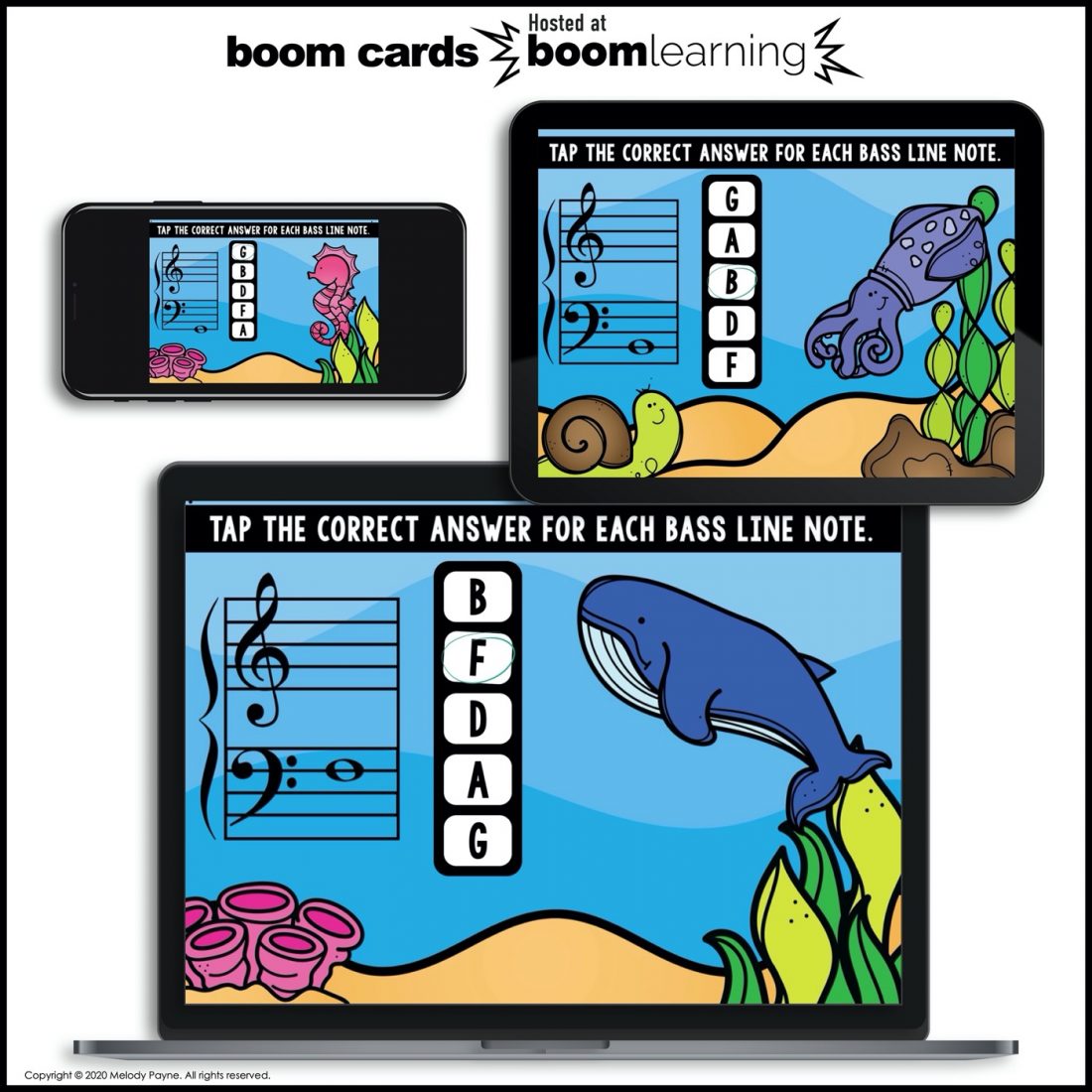 Bass Clef Line Notes BOOM™ Cards 100 Note Challenge - Piano Lessons ...