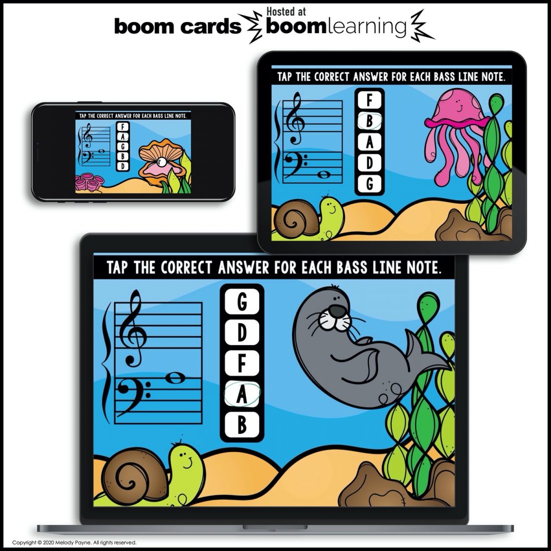 Bass Clef Line Notes BOOM™ Cards 100 Note Challenge - Piano Lessons ...