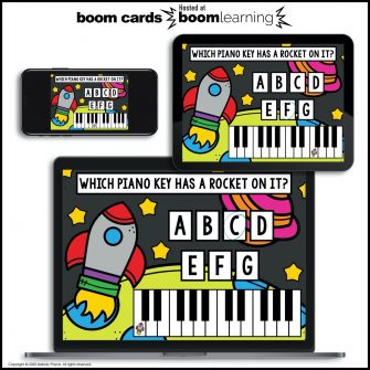 Piano Keyboard Music BOOM™ Cards - Naming White Piano Keys Outer Space ...