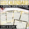Editable Monthly Calendars - Portrait & Landscape Chic & Glam Classroom ...