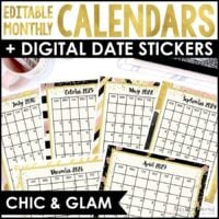 Editable Monthly Calendars - Portrait & Landscape Chic & Glam Classroom ...