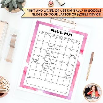 Editable Monthly Calendars - Portrait & Landscape Watercolor Classroom ...