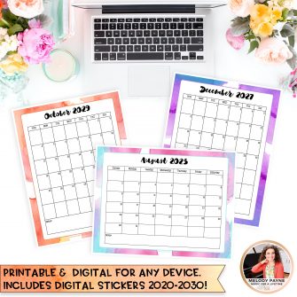 Editable Monthly Calendars - Portrait & Landscape Watercolor Classroom ...
