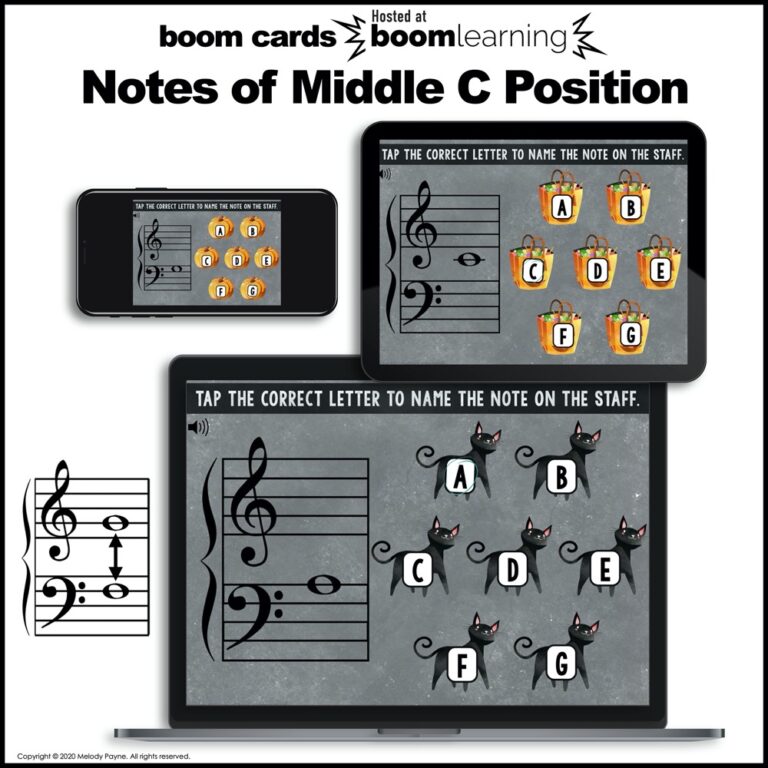 Halloween Music BOOM™ Cards - Beginning Piano Lessons Middle C Position ...