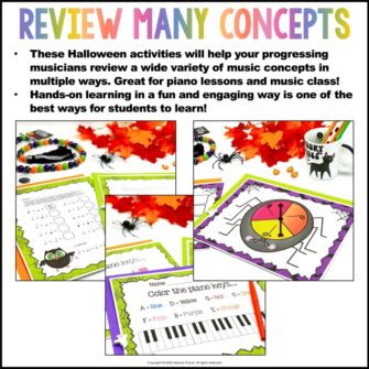 Piano Keyboard Music Worksheets & Activities - Halloween Piano Keys Are ...