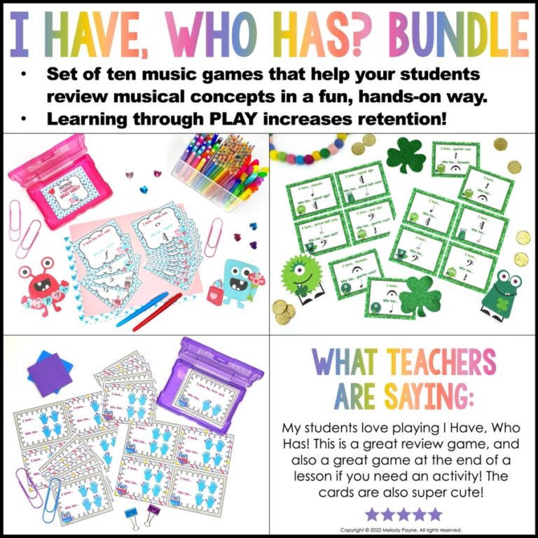 I Have, Who Has? Bundle of 10 Printable Music Games for Piano Lessons ...