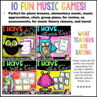 I Have, Who Has? Bundle of 10 Printable Music Games for Piano Lessons ...