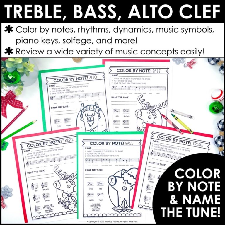 Music Coloring Pages and Christmas Music Worksheets BUNDLE - Piano ...
