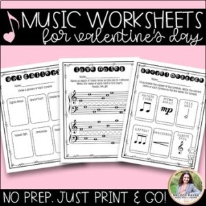 Valentine's Day Music Worksheets - Notes, Music Symbols, Rhythms, and ...