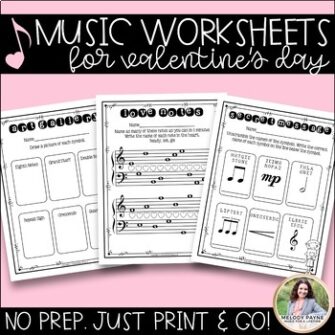 Valentine's Day Music Worksheets - Notes, Music Symbols, Rhythms, and ...