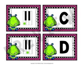 Monster Piano Keys Matching Game for Beginning Piano Lessons - White ...