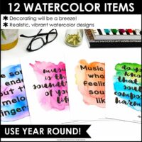 Rainbow Watercolor Music Classroom Decor BUNDLE - Posters, Symbols ...