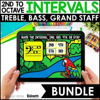FREE Music Boom Cards™ for Piano - Intervals 2nds & 3rds - Treble Clef ...