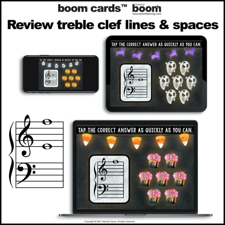 Halloween Music BOOM™ Cards - Treble & Bass Clef 100 Note Challenge for ...