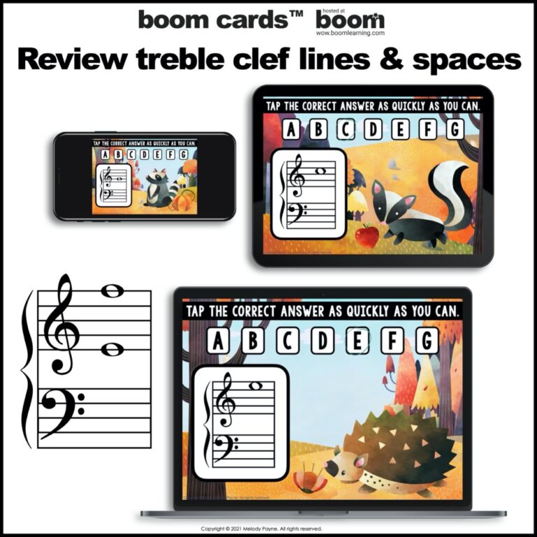 Fall Music BOOM™ Cards - Treble & Bass Clef 100 Note Challenge for ...