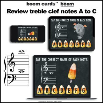Halloween Music BOOM™ Cards - Treble & Bass Grand Staff Note Reading ...