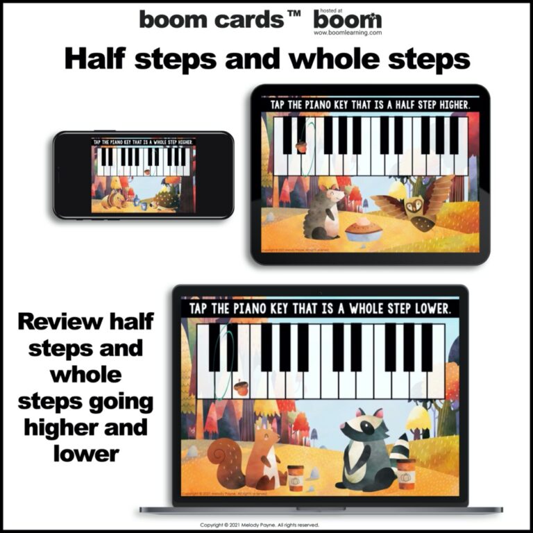 Music BOOM™ Cards for Fall - Half & Whole Steps Higher & Lower on the ...