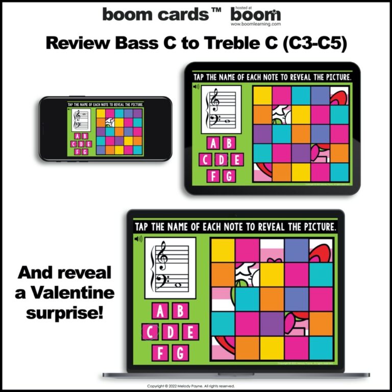 Treble & Bass Clef Note Naming Valentine Music BOOM™ Cards for Piano ...