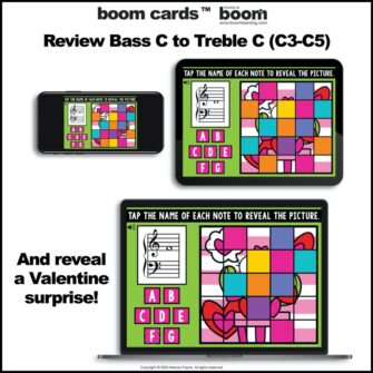 Treble & Bass Clef Note Naming Valentine Music BOOM™ Cards for Piano ...