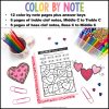 Valentine's Day Color by Note Music Coloring Pages - Treble & Bass Clef ...