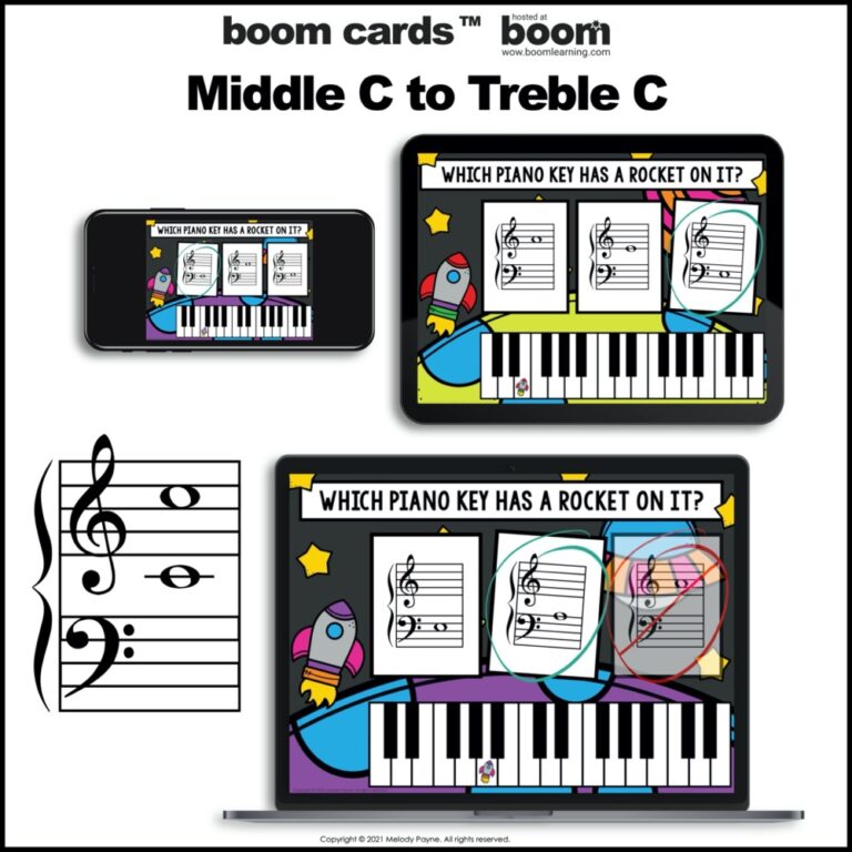 Grand Staff Note Reading and Piano Keys BOOM™ Cards - Match Piano Key ...