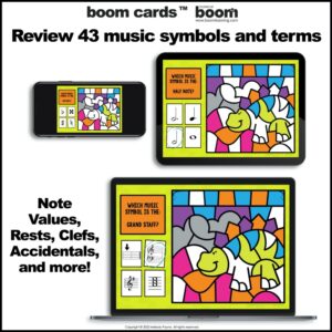 Color by Music Dinosaur BOOM™ Cards - 43 Music Symbols & Terms for ...