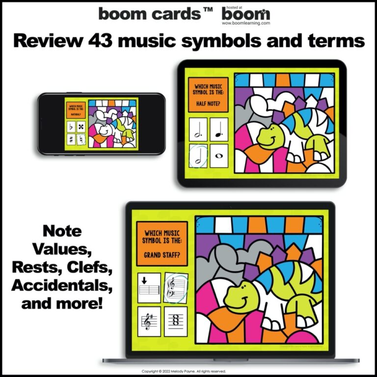 Color by Music Dinosaur BOOM™ Cards - 43 Music Symbols & Terms for ...