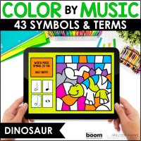 Color by Music Dinosaur BOOM™ Cards - 43 Music Symbols & Terms for ...