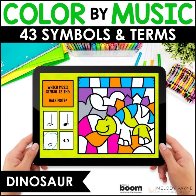 Color by Music Dinosaur BOOM™ Cards - 43 Music Symbols & Terms for ...