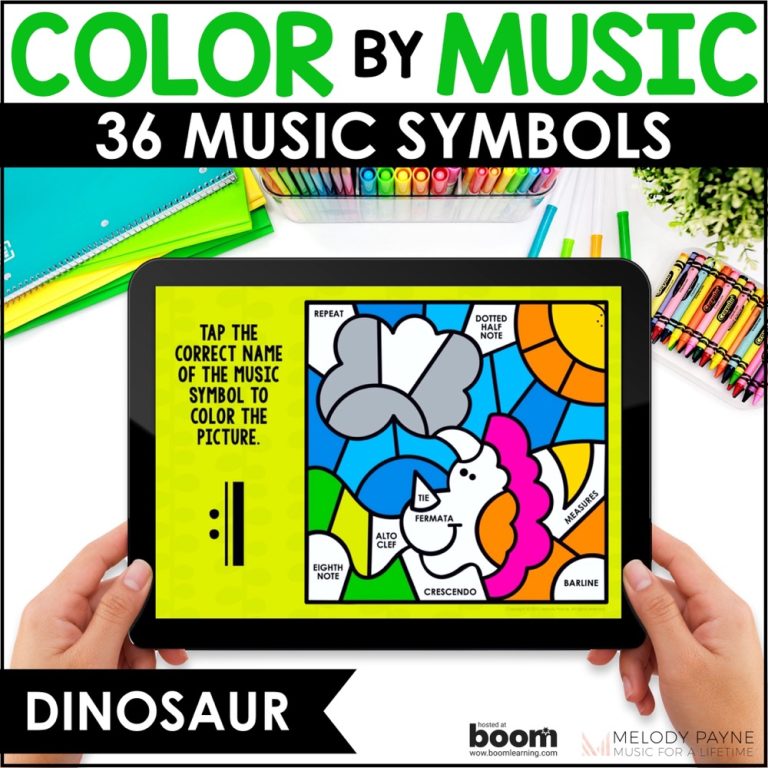 Color by Music Dinosaur BOOM™ Cards - Music Symbols and Terms for Piano ...