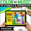 Color by Music Dinosaur BOOM™ Cards - Symbols & Definitions for Piano ...