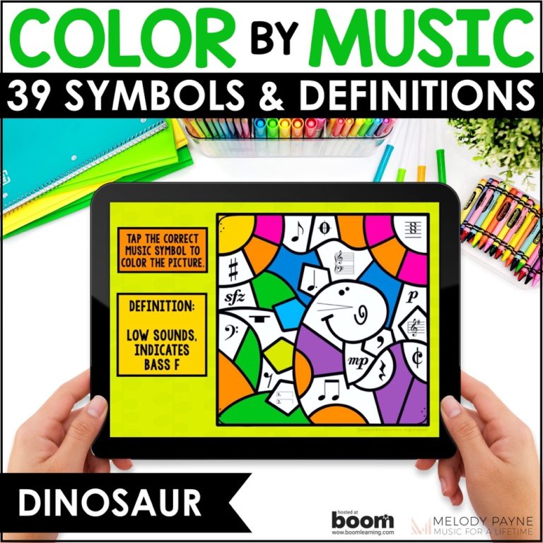 Color by Music Dinosaur BOOM™ Cards - Symbols & Definitions for Piano ...