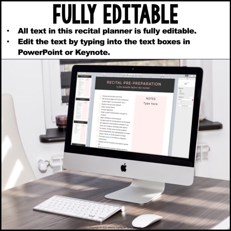 Editable Piano Teacher Recital Planner - Checklists, Welcome Speech ...