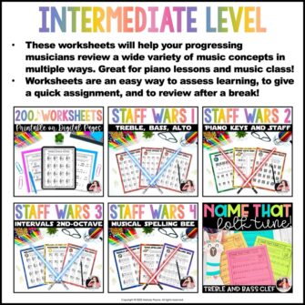 650+ Music Worksheets Mega Bundle - Piano & Music Class - Notes, Rhythm ...