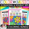 Camping Color by Note Music Coloring Pages - Treble & Bass Summer Note ...