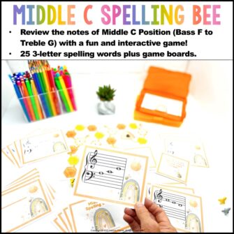 Middle C Spelling Bee Treble & Bass Clef Note Reading Game - Piano ...