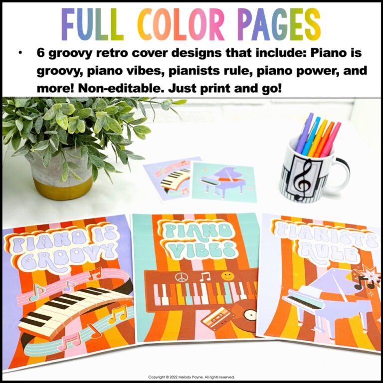 Piano Binder Covers and Spines - Retro Groovy Design - Piano is Groovy ...
