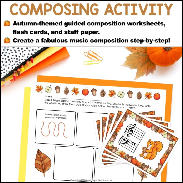 Autumn Composing Guided Music Composition Activity and Worksheets for ...