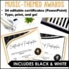24 Printable Editable Music Awards Certificates for Piano Recitals and ...